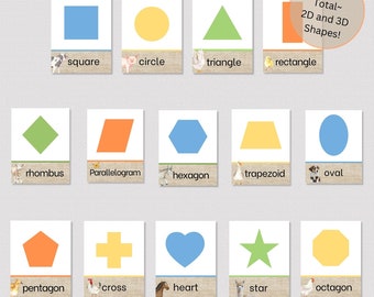 2D and 3D SHAPES POSTERS for Classroom, Set of 21 Printable Woodland ...