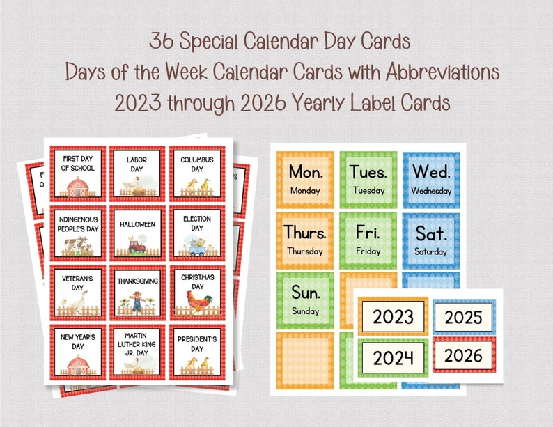 FARM THEME CLASSROOM Calendar, Printable Farm Calendar Bulletin Board ...