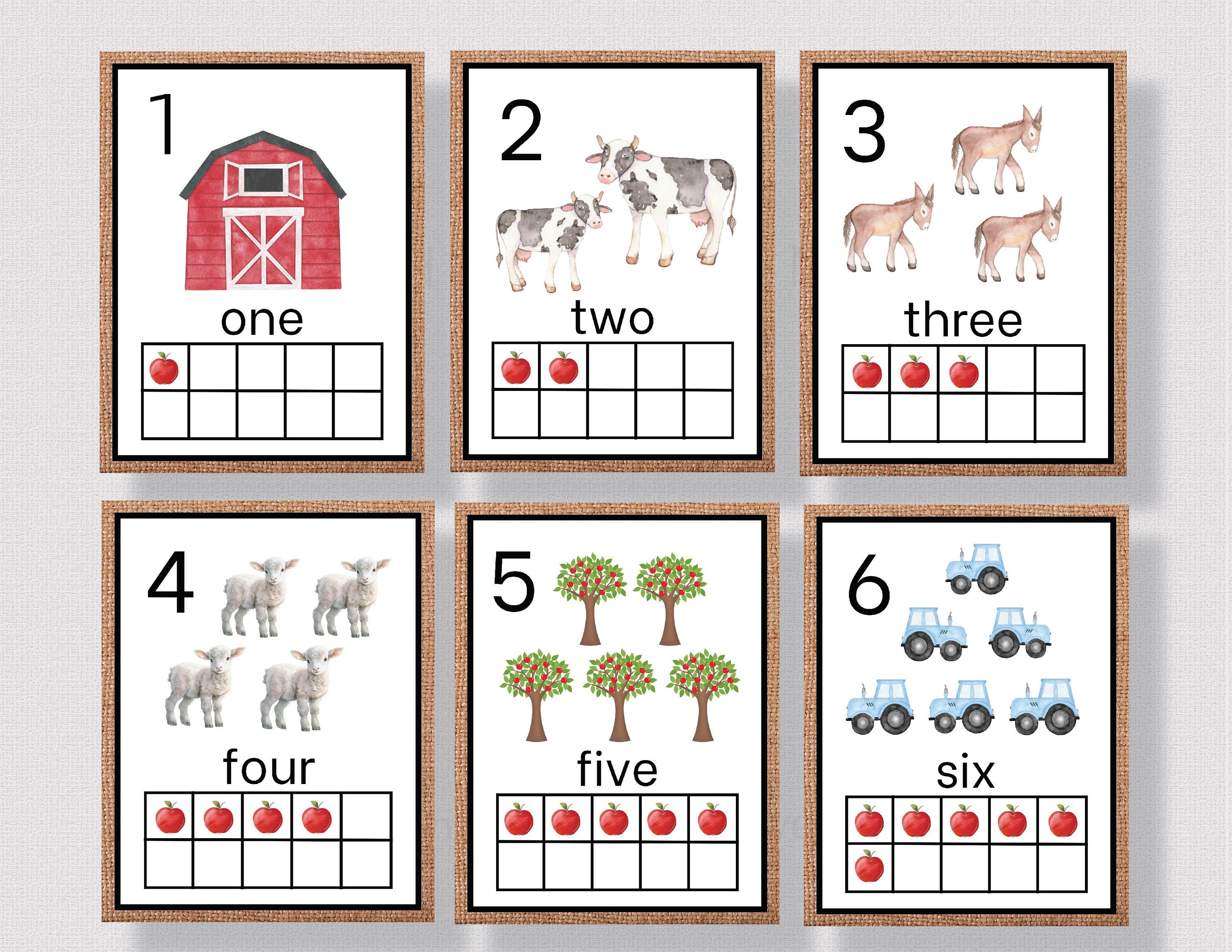 FARM THEME NUMBER Posters Printable Farm Theme Numbers 1-20 - Etsy UK