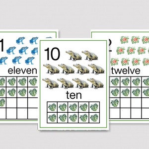 JUNGLE NUMBER POSTERS, Printable Safari Theme Numbers 1-20 With Tens ...