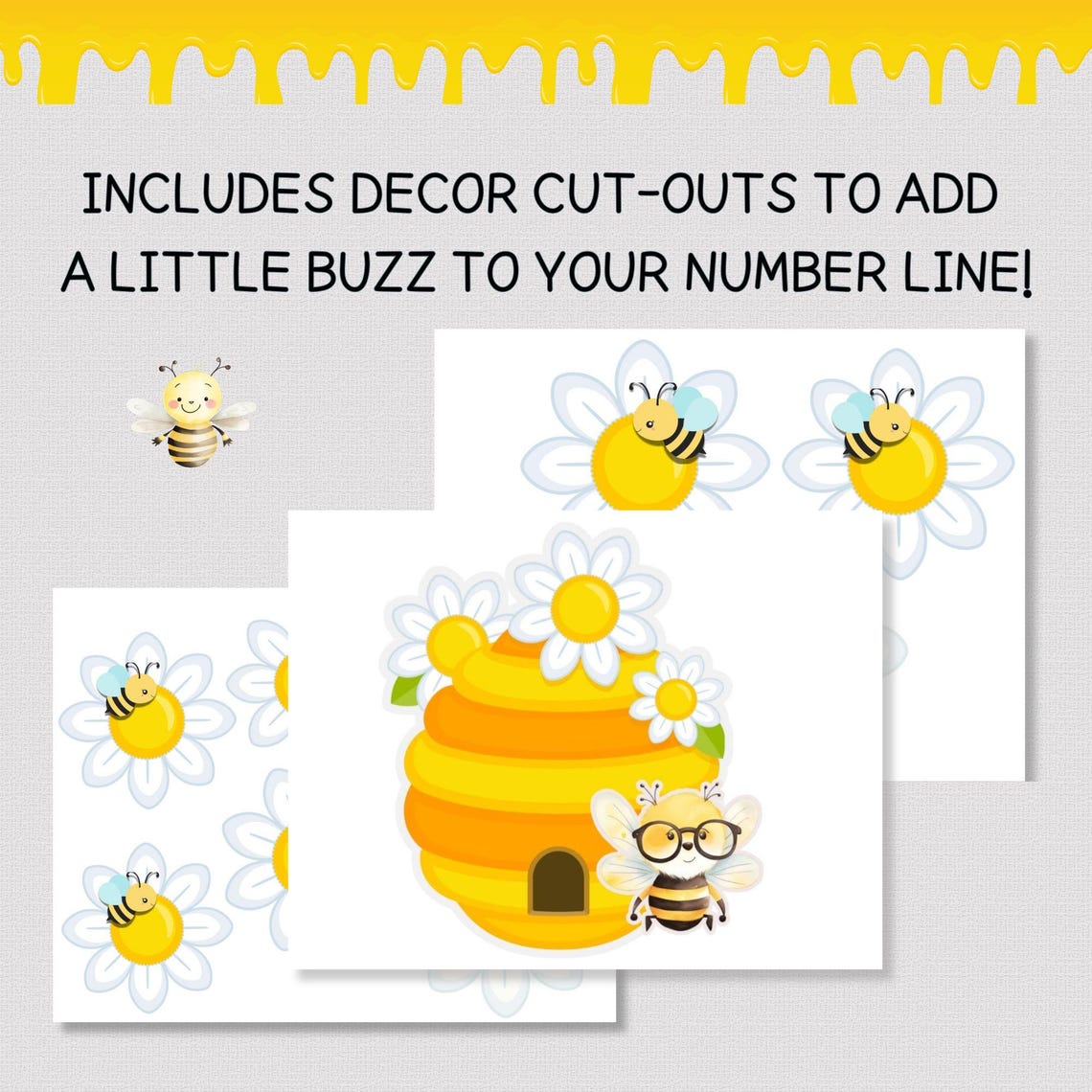 BEE THEME NUMBER Line for Classroom, Printable Honeybee Number Line 0 ...