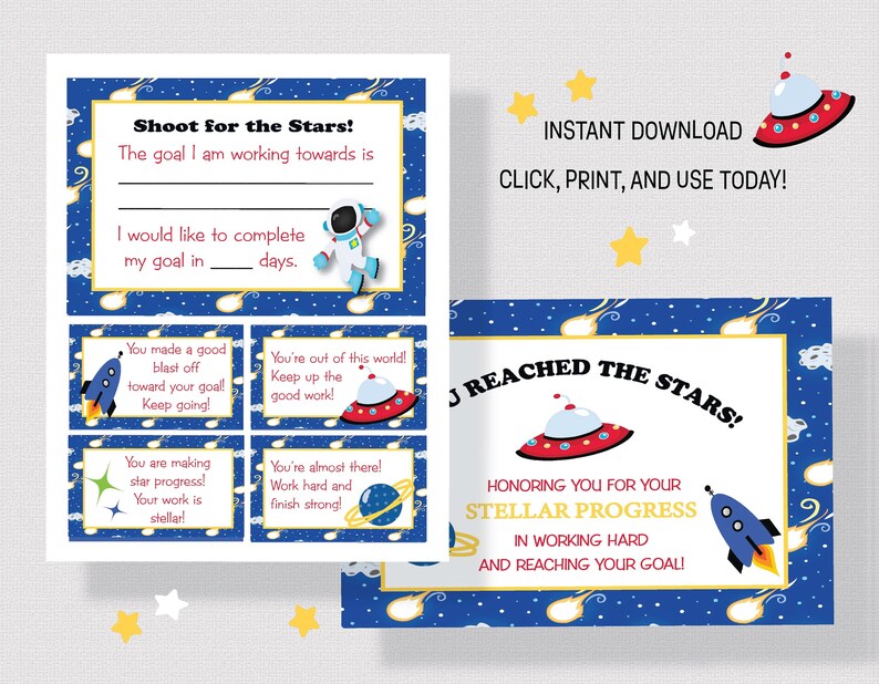 PRINTABLE REWARD CHART for Kids, Space Reward Chart Bundle, Outer Space ...