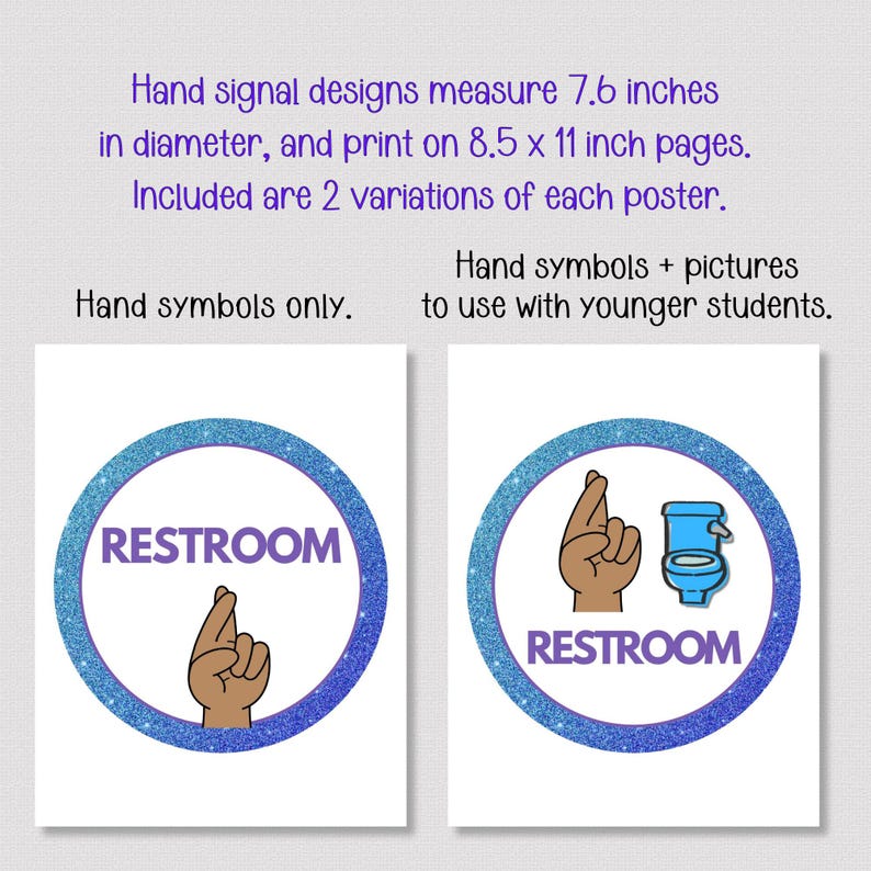 Printable HAND SIGNAL SIGNS for Classroom Management, Space Theme Set ...