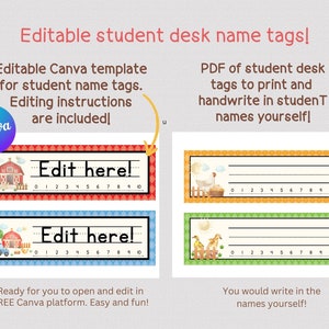 FARM THEME DESK Name Tags, Printable Farm Theme Desk Name Plates ...