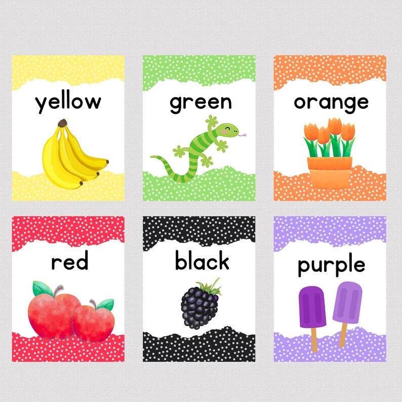 COLOR POSTERS for CLASSROOM Bright Polka Dot, Printable Color Wall ...