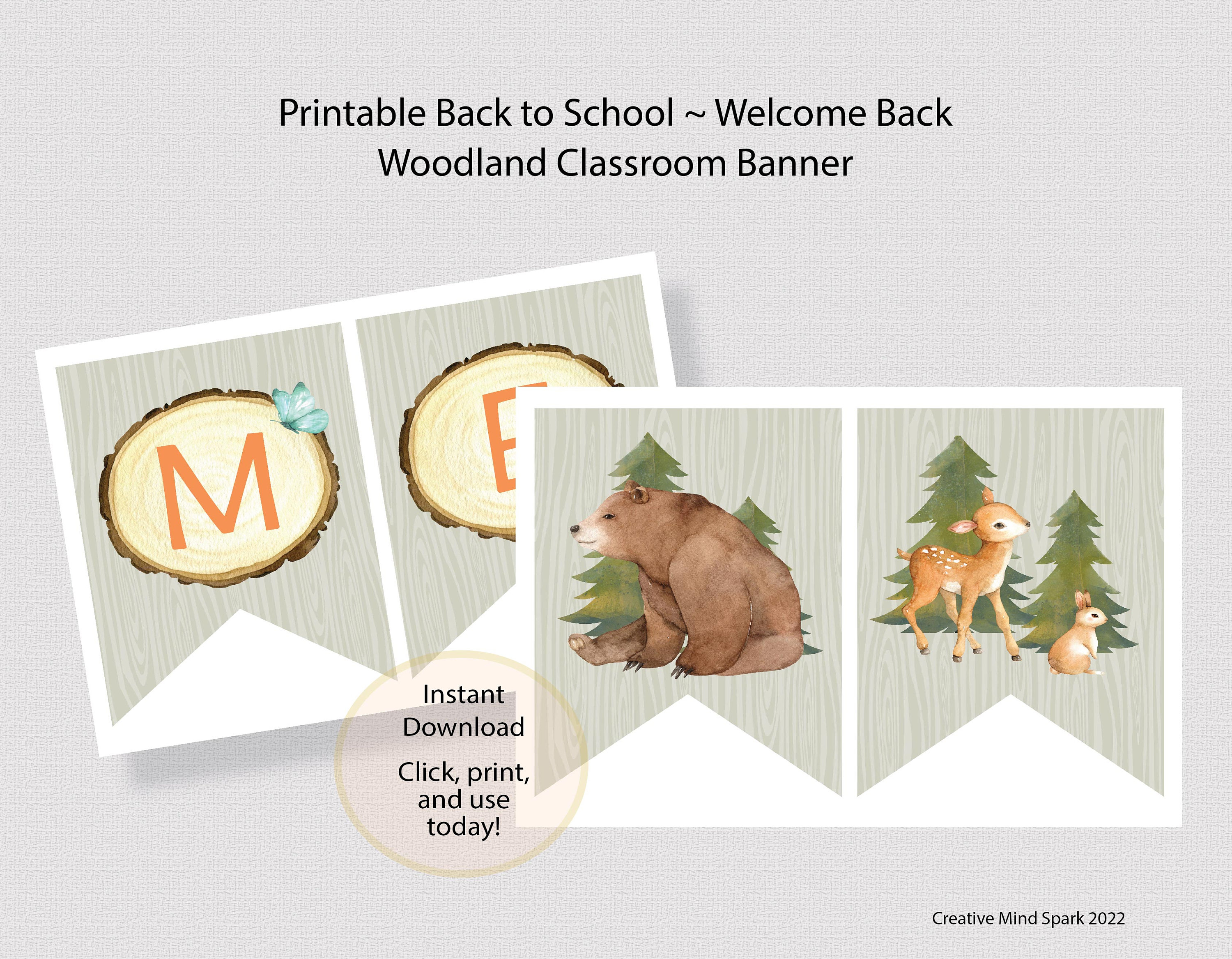 BACK TO SCHOOL Printable Banner Welcome Back Woodland Theme - Etsy