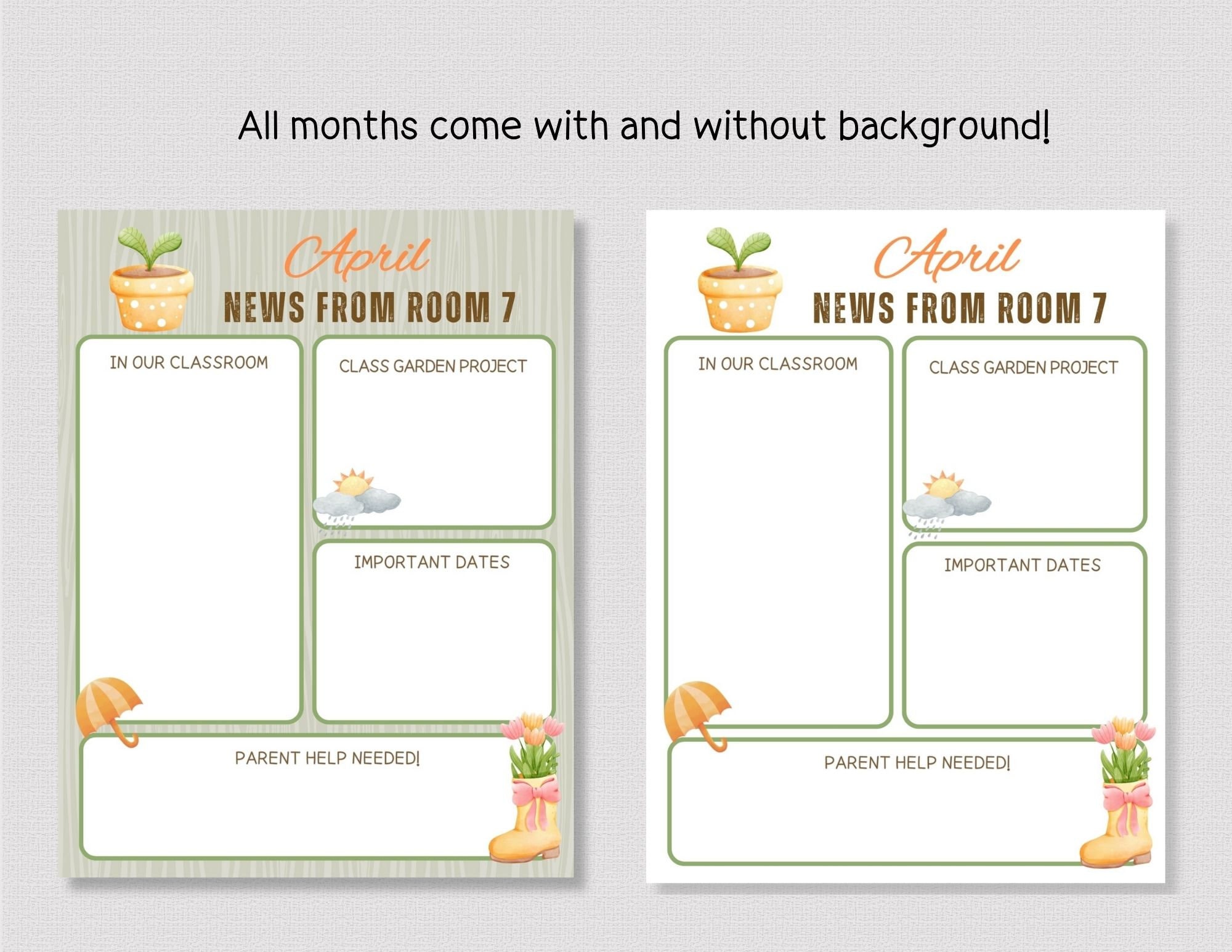 CLASSROOM NEWSLETTER TEMPLATE Bundle, Editable Monthly Classroom ...