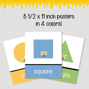 MATH SHAPES POSTERS for Classroom, Bee Theme 2d and 3d Shapes Posters ...