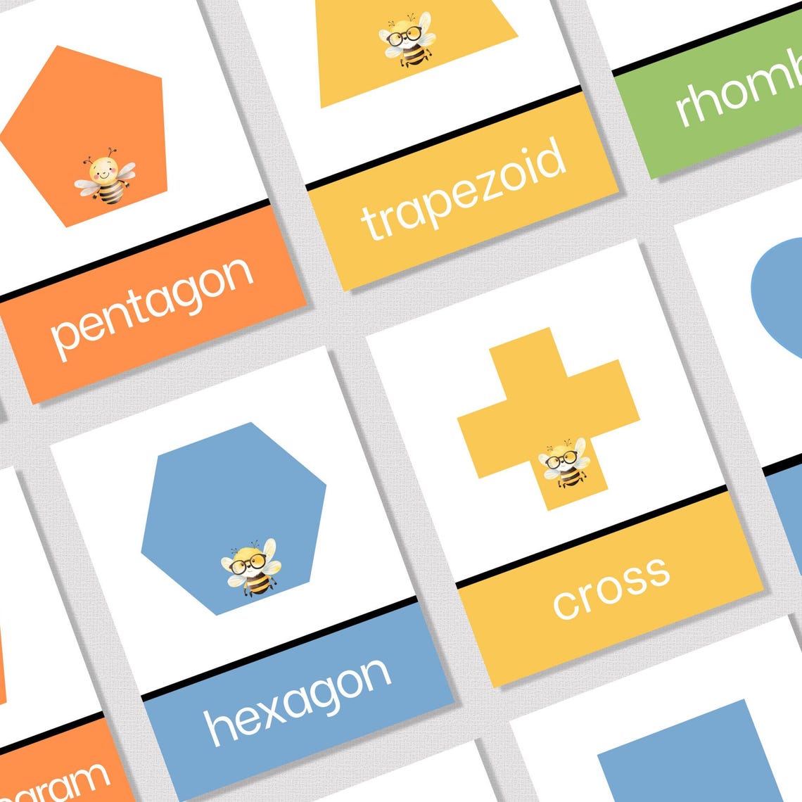 MATH SHAPES POSTERS for Classroom, Bee Theme 2d and 3d Shapes Posters ...