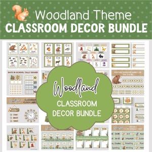 WOODLAND CLASSROOM DECOR Bundle, Printable Woodland Decor for Classroom ...