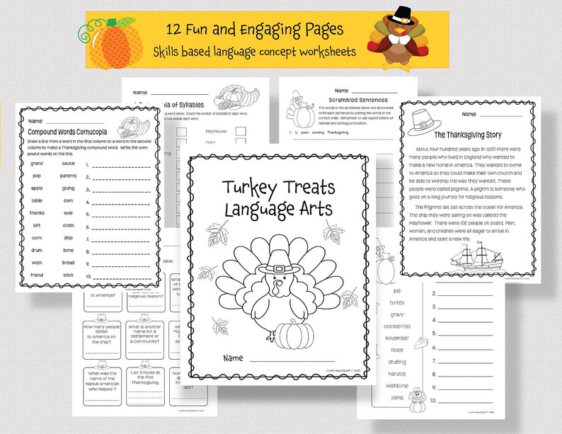 Thanksgiving Language Activities Workbook, Printable Thanksgiving ...