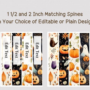HALLOWEEN BINDER COVERS, Set of 8, Editable October Binder Covers With ...