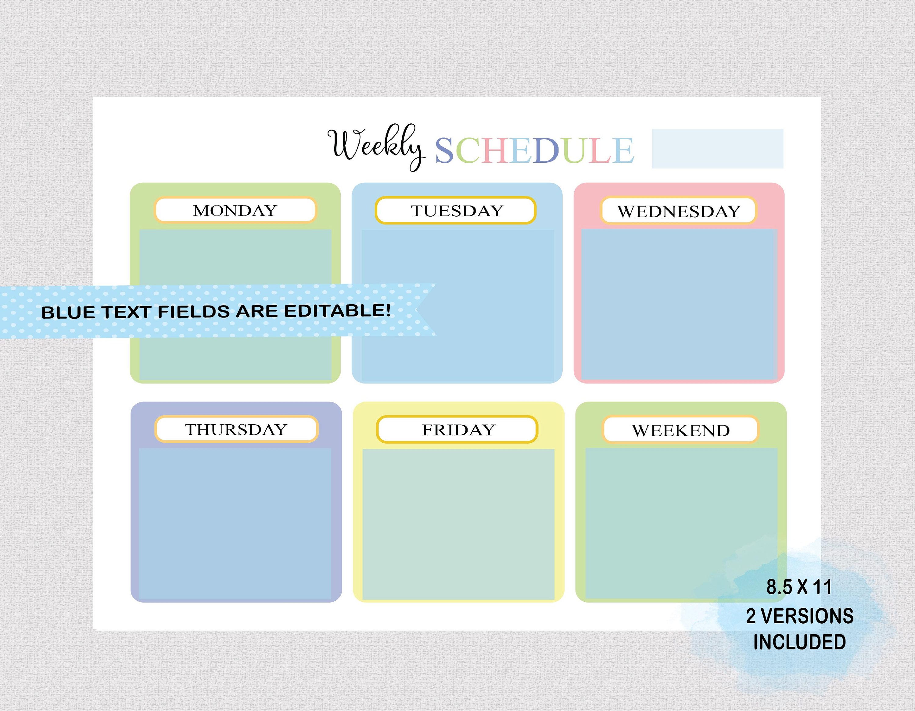 Kids Weekly Planner Printable, Editable Kids Weekly Schedule, Editable ...