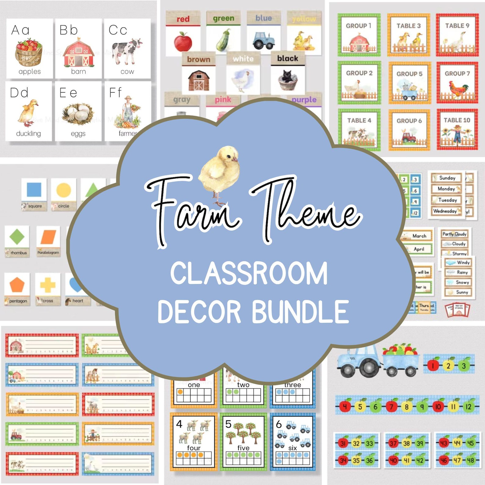 FARM THEME Classroom Decor Bundle, Printable Farm Theme Classroom Decor ...