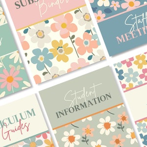 BOHO GARDEN PRINTABLE Binder Covers, Set of 6, Editable Retro Look ...