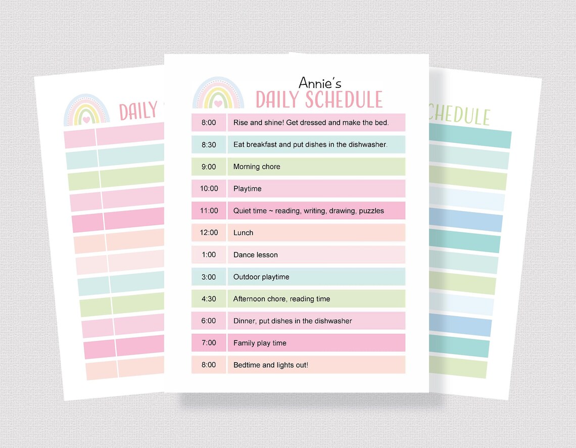 DAILY SCHEDULE for KIDS Printable, Editable Daily Schedule, Printable ...