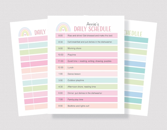 DAILY SCHEDULE for KIDS Printable Editable Daily Schedule - Etsy