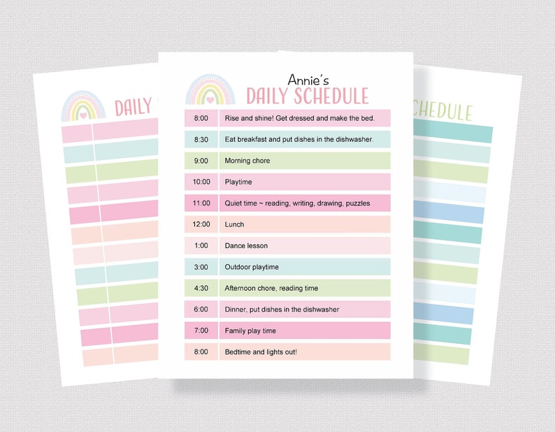DAILY SCHEDULE for KIDS Printable, Editable Daily Schedule, Printable ...