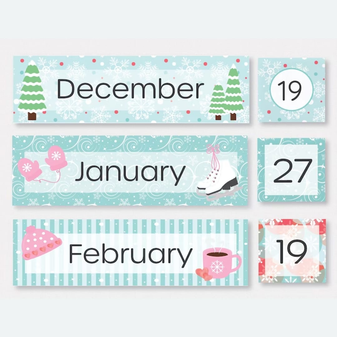 WINTER CLASSROOM CALENDAR Set, Printable December Calendar, January ...
