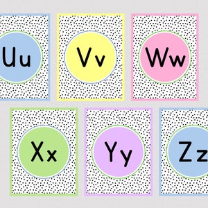 PASTEL COLORS Printable Alphabet Posters, Cursive and Manuscript ...