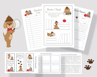KIDS READING LOG Printables Dog Detective Reading Log - Etsy