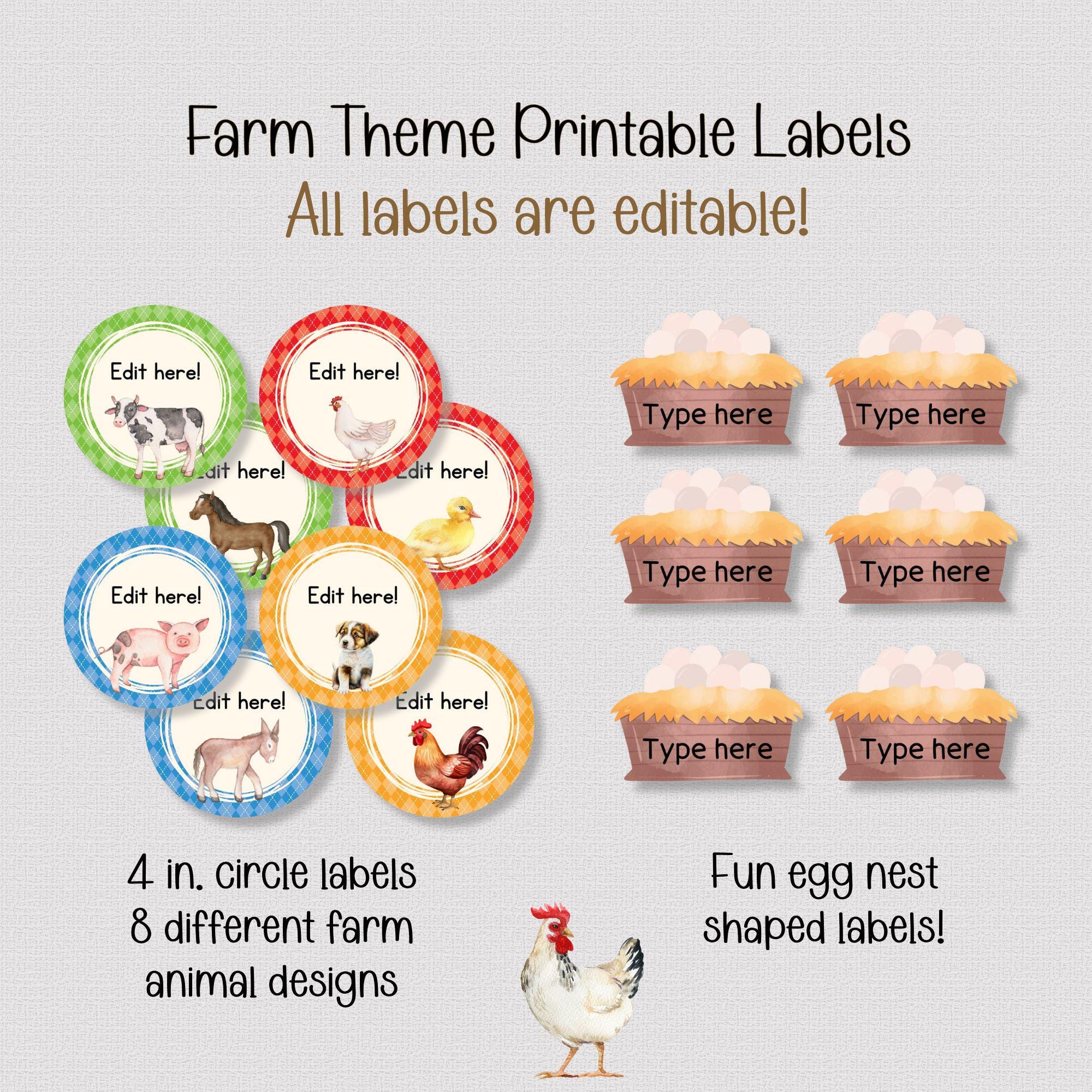 FARM THEME CLASSROOM Labels and Tags, Large Set of Editable Farm Labels ...