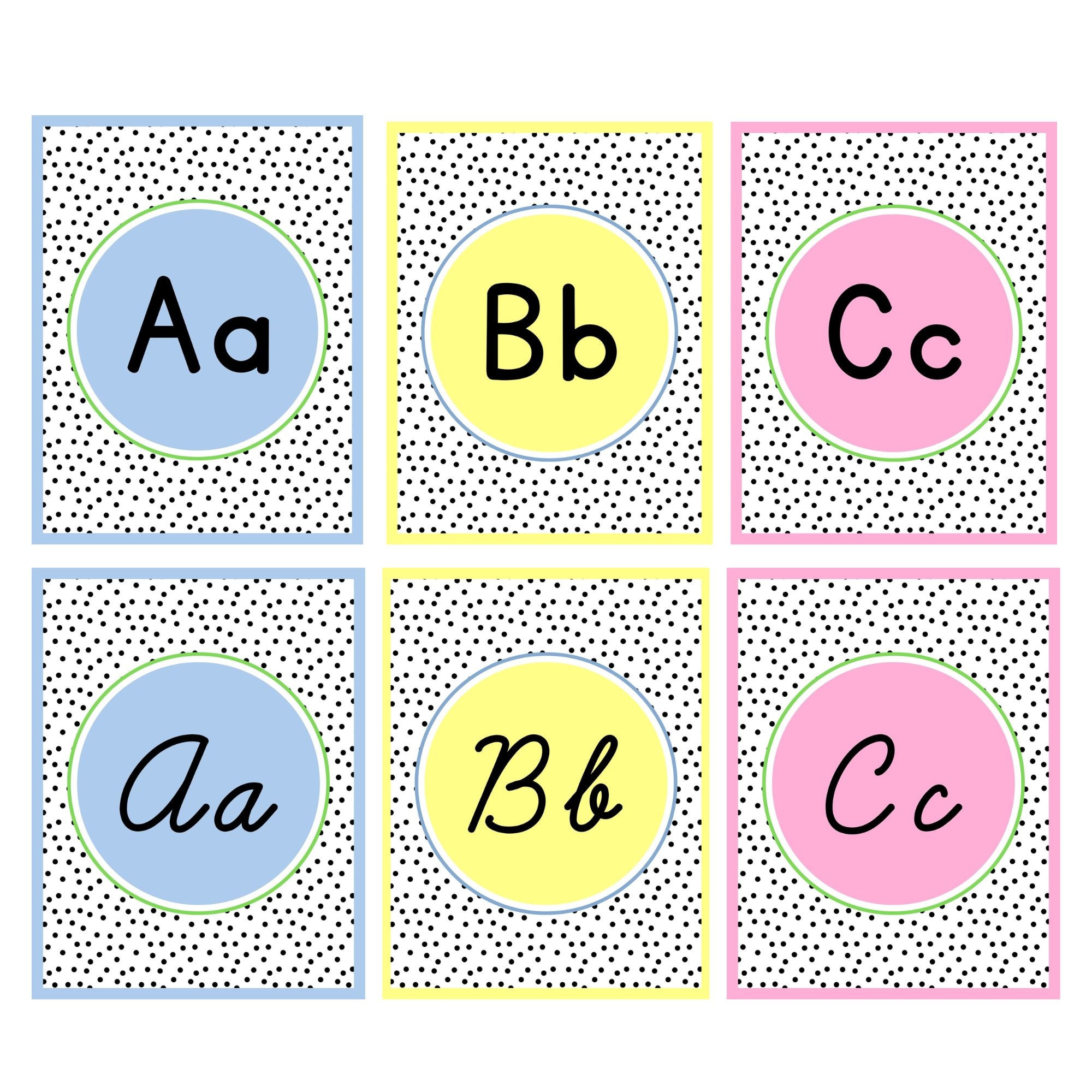 PASTEL COLORS Printable Alphabet Posters, Cursive and Manuscript ...