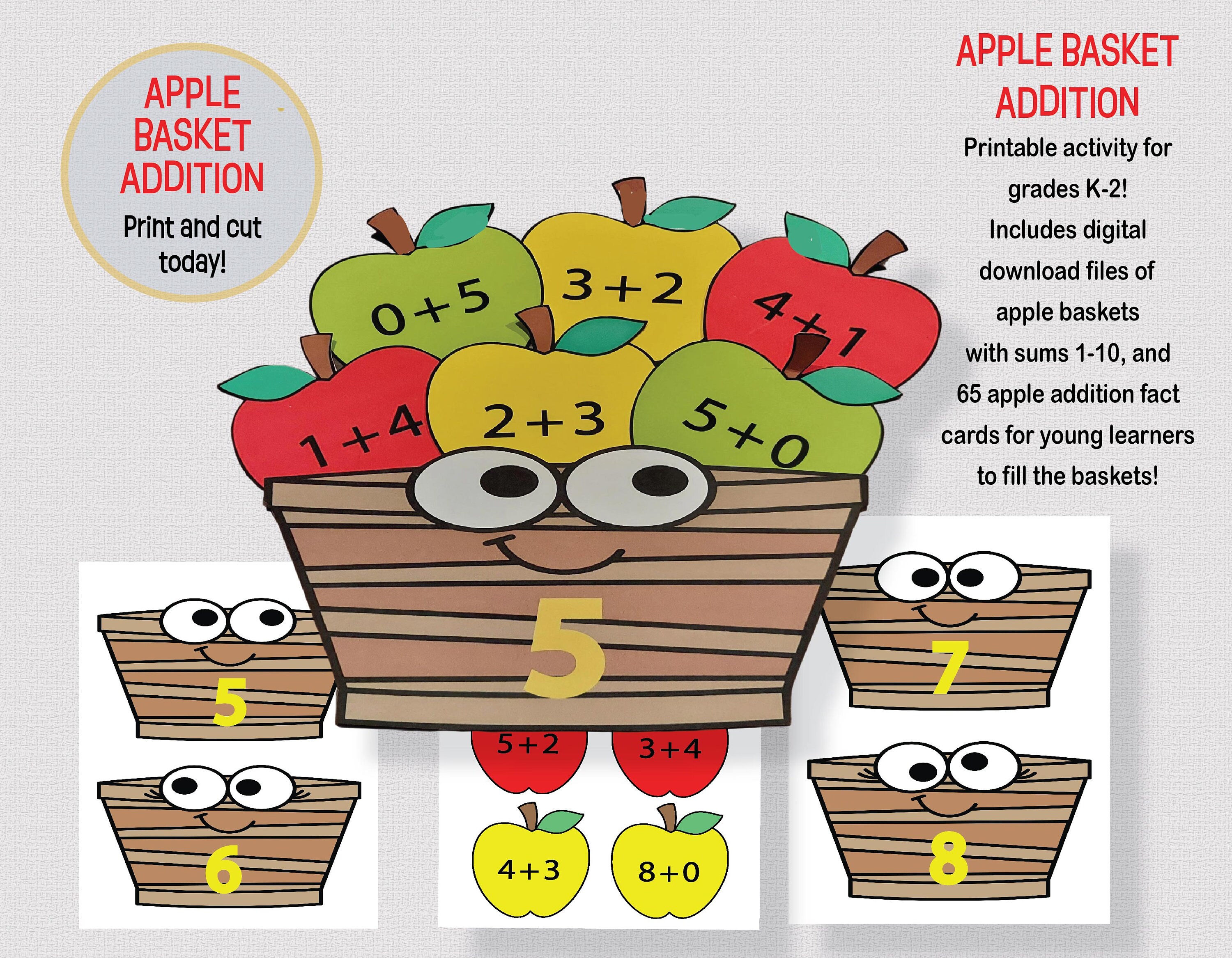 ADDITION PRACTICE ACTIVITY, Printable Math Addition Practice for K, 1st ...