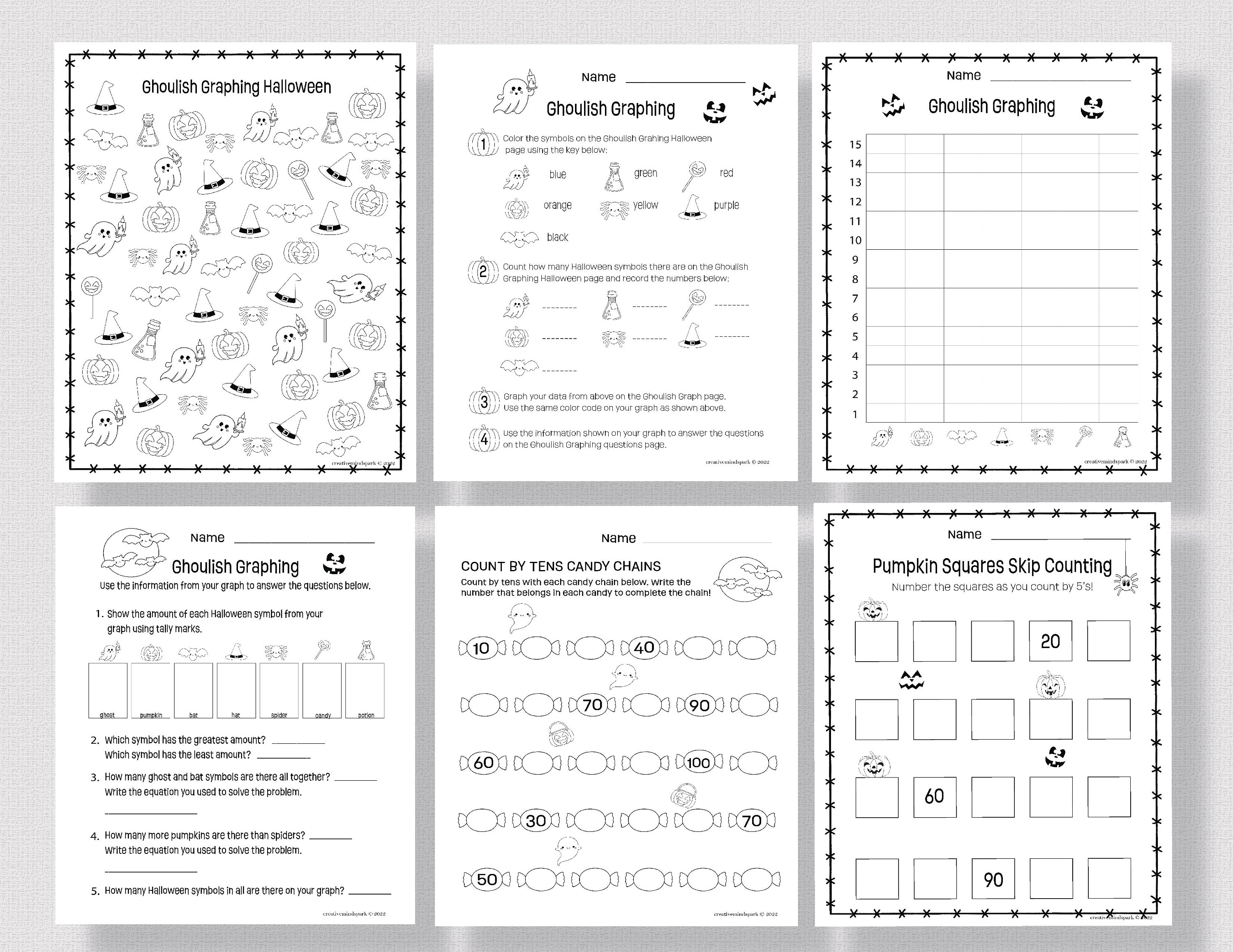 Halloween Math Worksheets Pack, Printable Halloween Worksheets for Kids ...