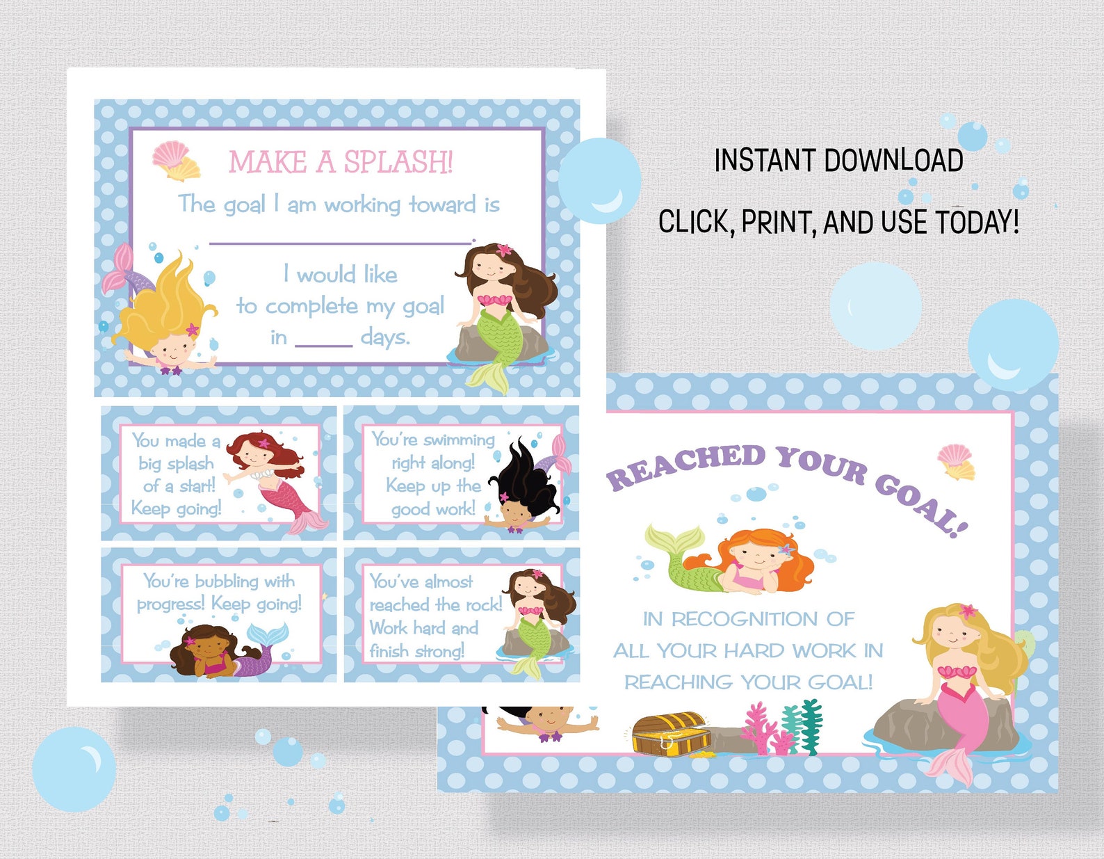 PRINTABLE REWARD Chart for Kids, Mermaids Reward Chart for Girls, Cute ...