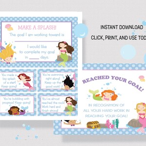 PRINTABLE REWARD Chart for Kids, Mermaids Reward Chart for Girls, Cute ...