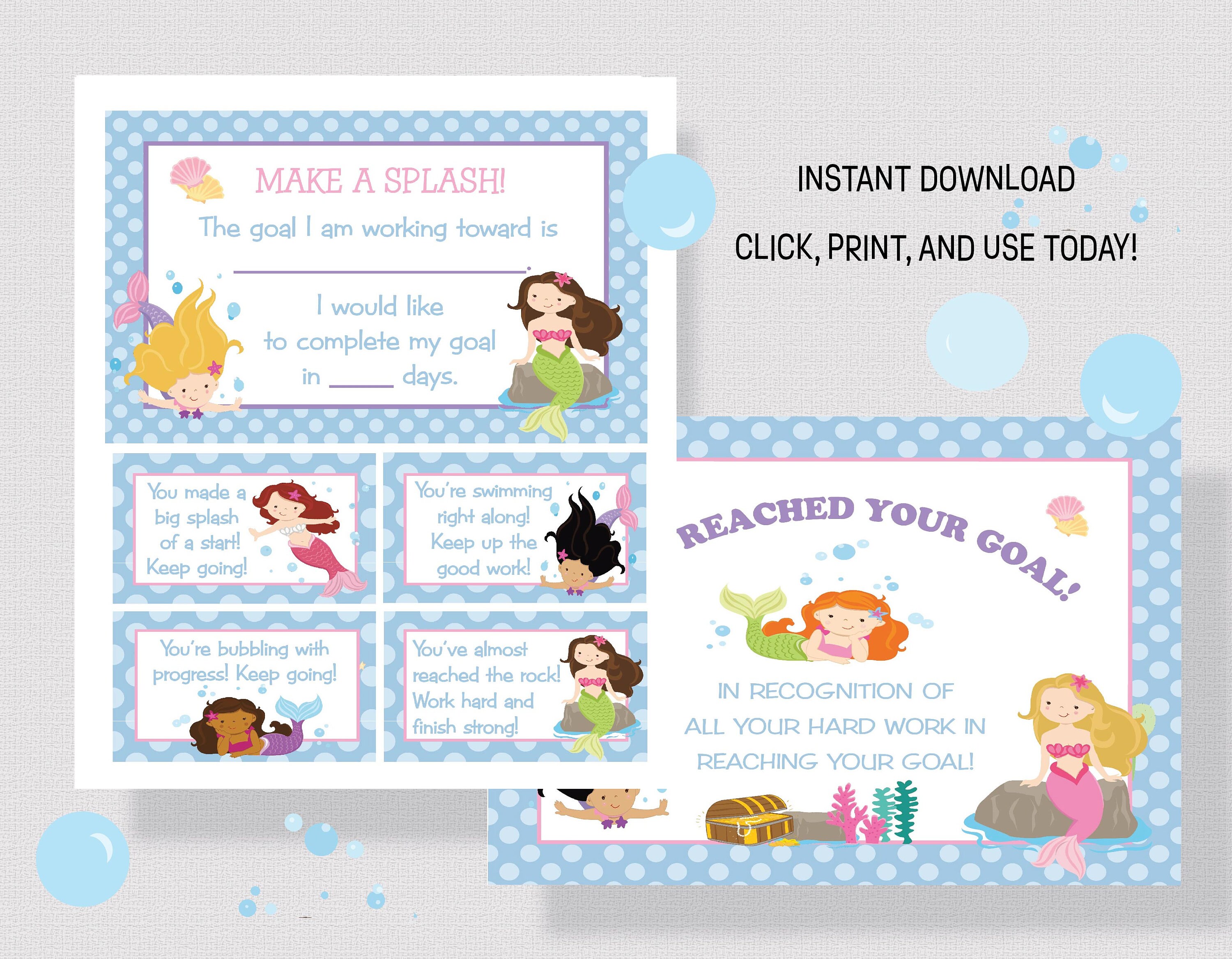 PRINTABLE REWARD Chart for Kids, Mermaids Reward Chart for Girls, Cute ...