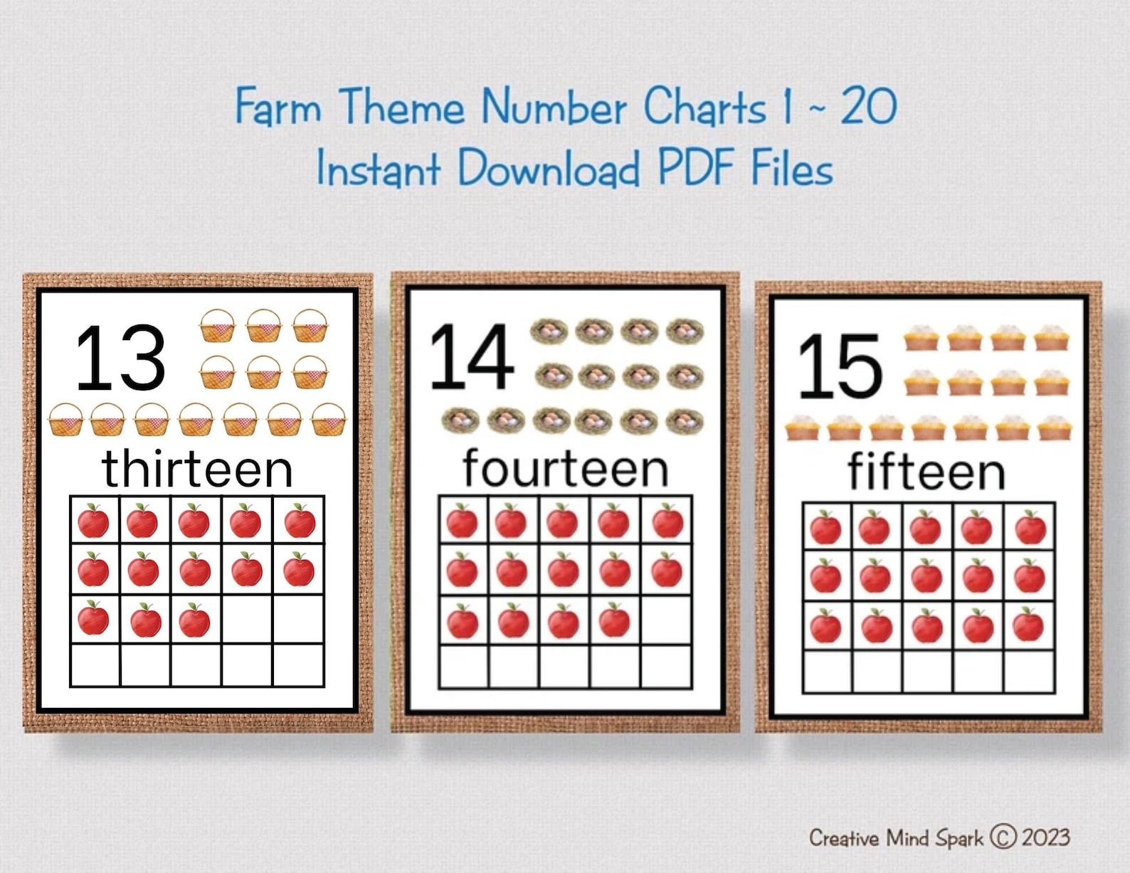 FARM THEME NUMBER Posters, Printable Farm Theme, Numbers 1-20 Classroom ...