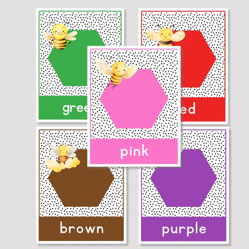 BEE THEME COLOR Posters for Classroom, Printable Honey Bee Theme Color ...