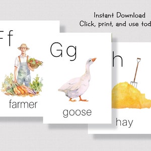 FARM THEME ALPHABET Posters, Printable Farm Alphabet, Farm Alphabet ...