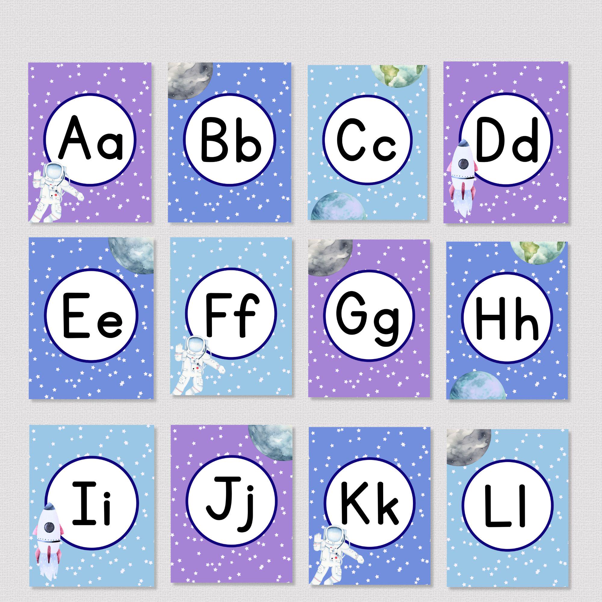 SPACE THEME ALPHABET Posters, Starry Printable Alphabet, Outer Space ...