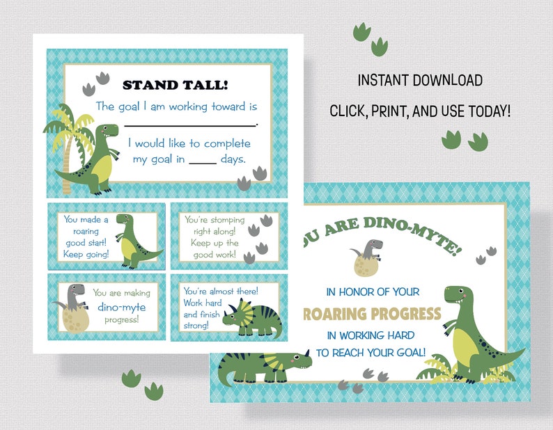 PRINTABLE REWARD CHART Kit, Dinosaur Reward Chart, Dinosaur Goal Chart ...