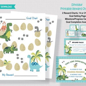 PRINTABLE REWARD CHART Kit, Dinosaur Reward Chart, Dinosaur Goal Chart ...
