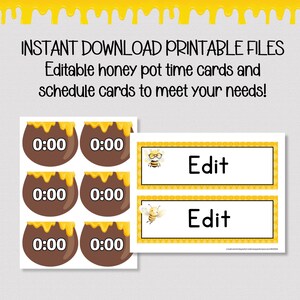 BEE THEME CLASSROOM Schedule, Honeybee Pre Filled and Editable Cards ...
