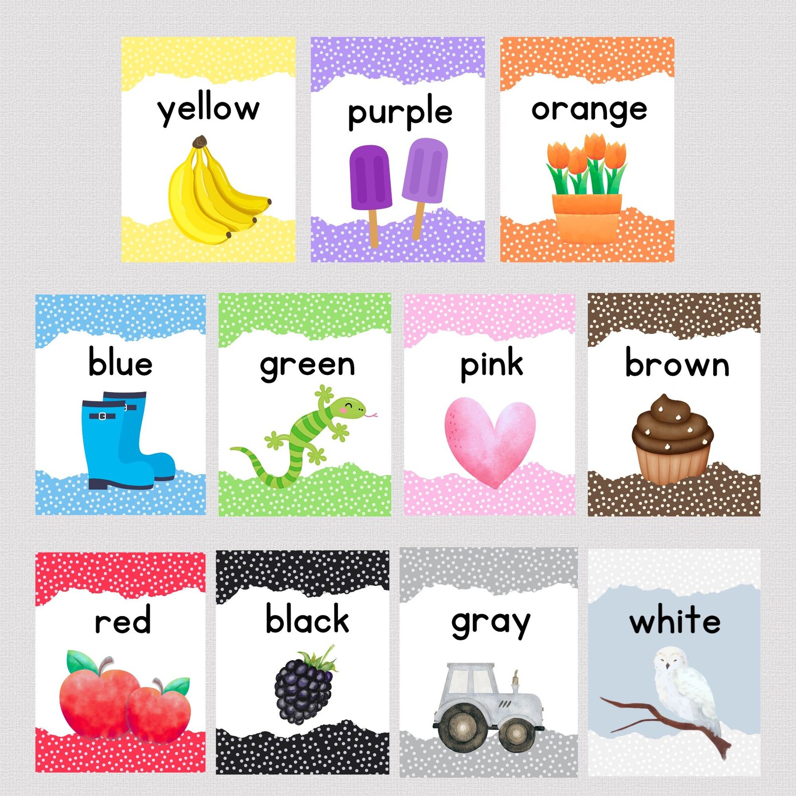COLOR POSTERS for CLASSROOM Bright Polka Dot, Printable Color Wall ...