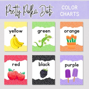 COLOR POSTERS for CLASSROOM Bright Polka Dot, Printable Color Wall ...