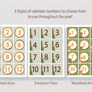 WOODLAND CLASSROOM CALENDAR, Printable Woodland Theme Calendar Bulletin ...