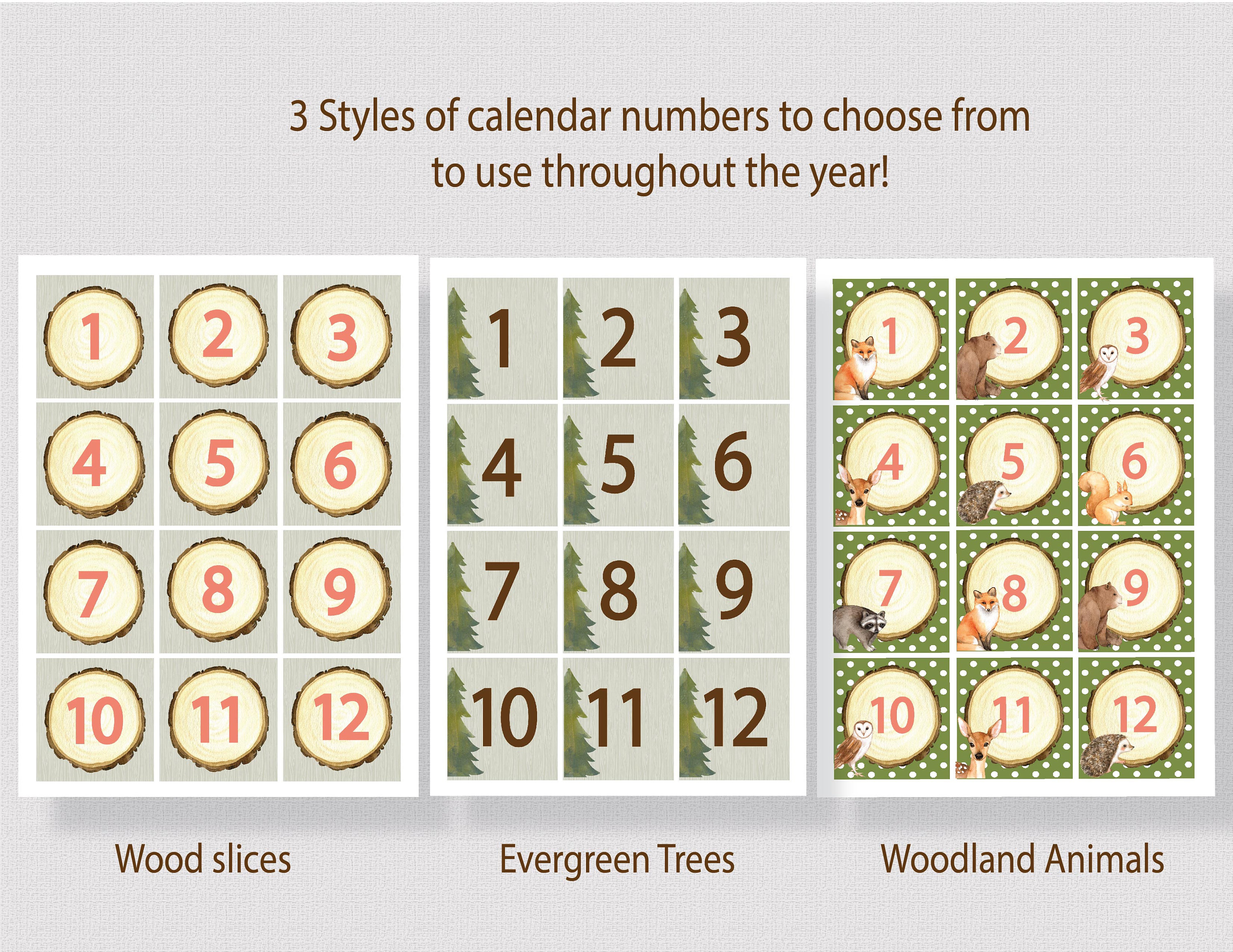 WOODLAND CLASSROOM CALENDAR, Printable Woodland Theme Calendar Bulletin ...