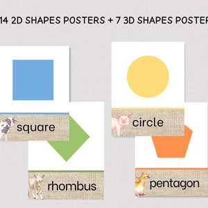 FARM THEME 2D and 3D Shapes Posters for Classroom, Set of 21 Printable ...