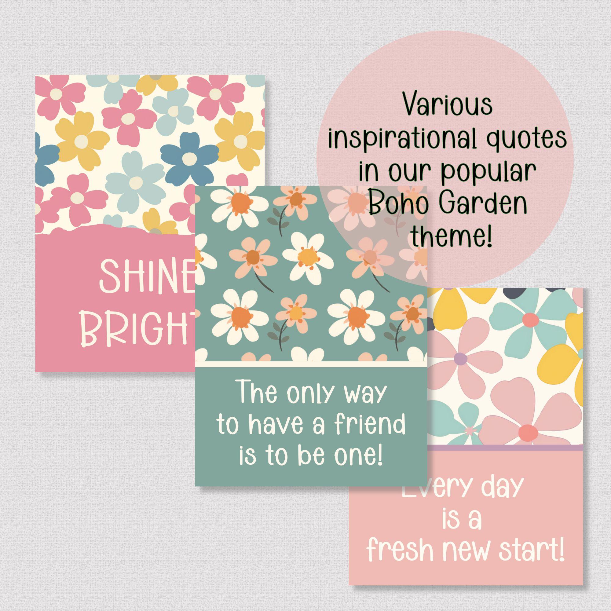 BOHO GARDEN THEME Motivational Posters for Classroom, Printable Floral ...