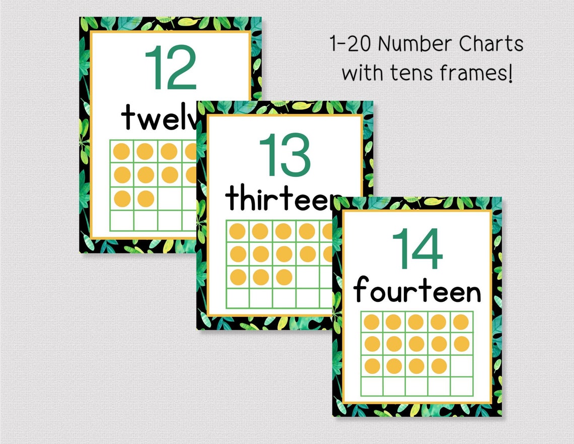 PRINTABLE JUNGLE NUMBER Posters, Jungle Theme Numbers 1-20 Classroom ...