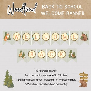 BACK TO SCHOOL Printable Banner, Welcome Back Woodland Theme Classroom ...