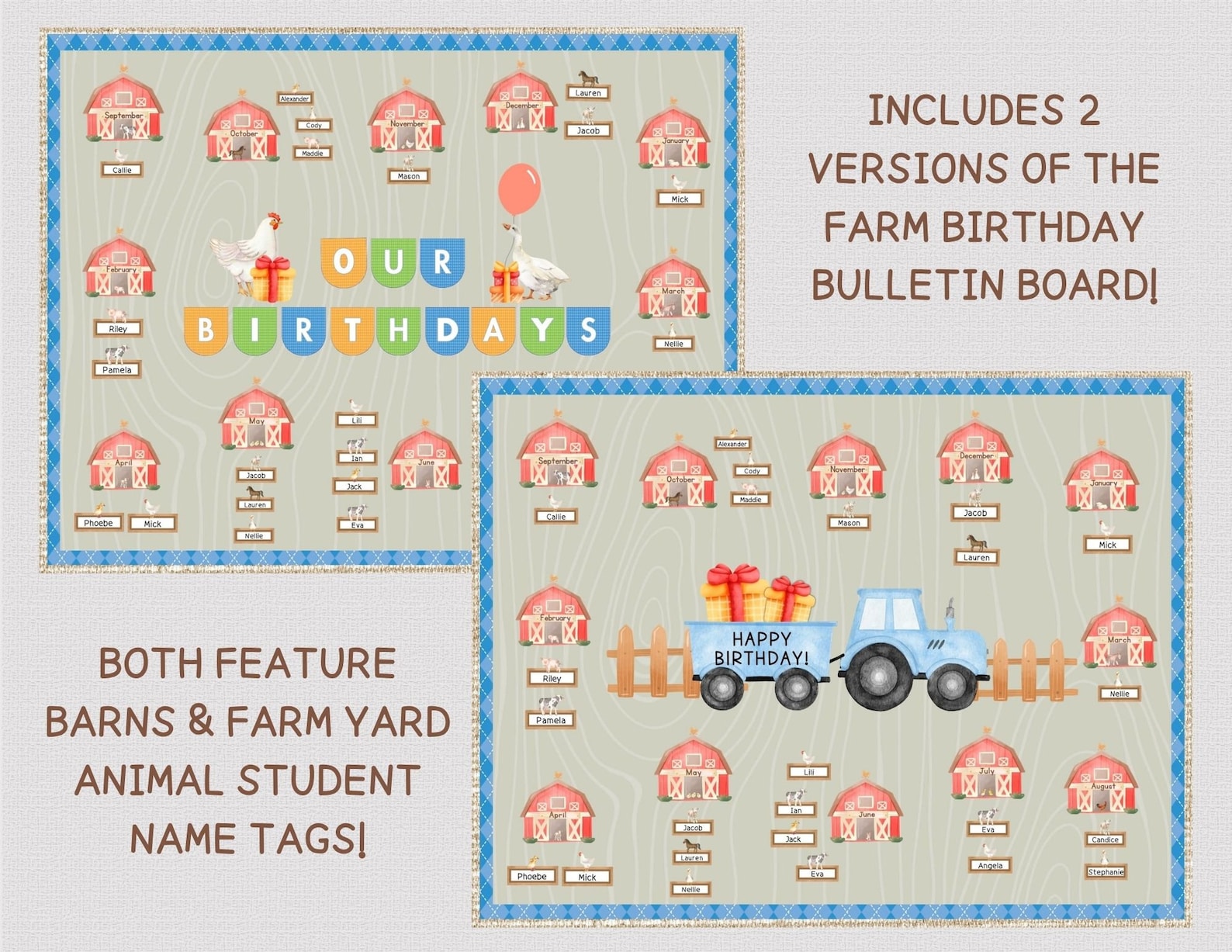 FARM THEME BIRTHDAY Bulletin Board, Editable Farm Birthday Display ...