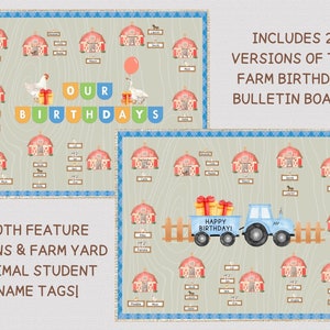 FARM THEME BIRTHDAY Bulletin Board, Editable Farm Birthday Display ...