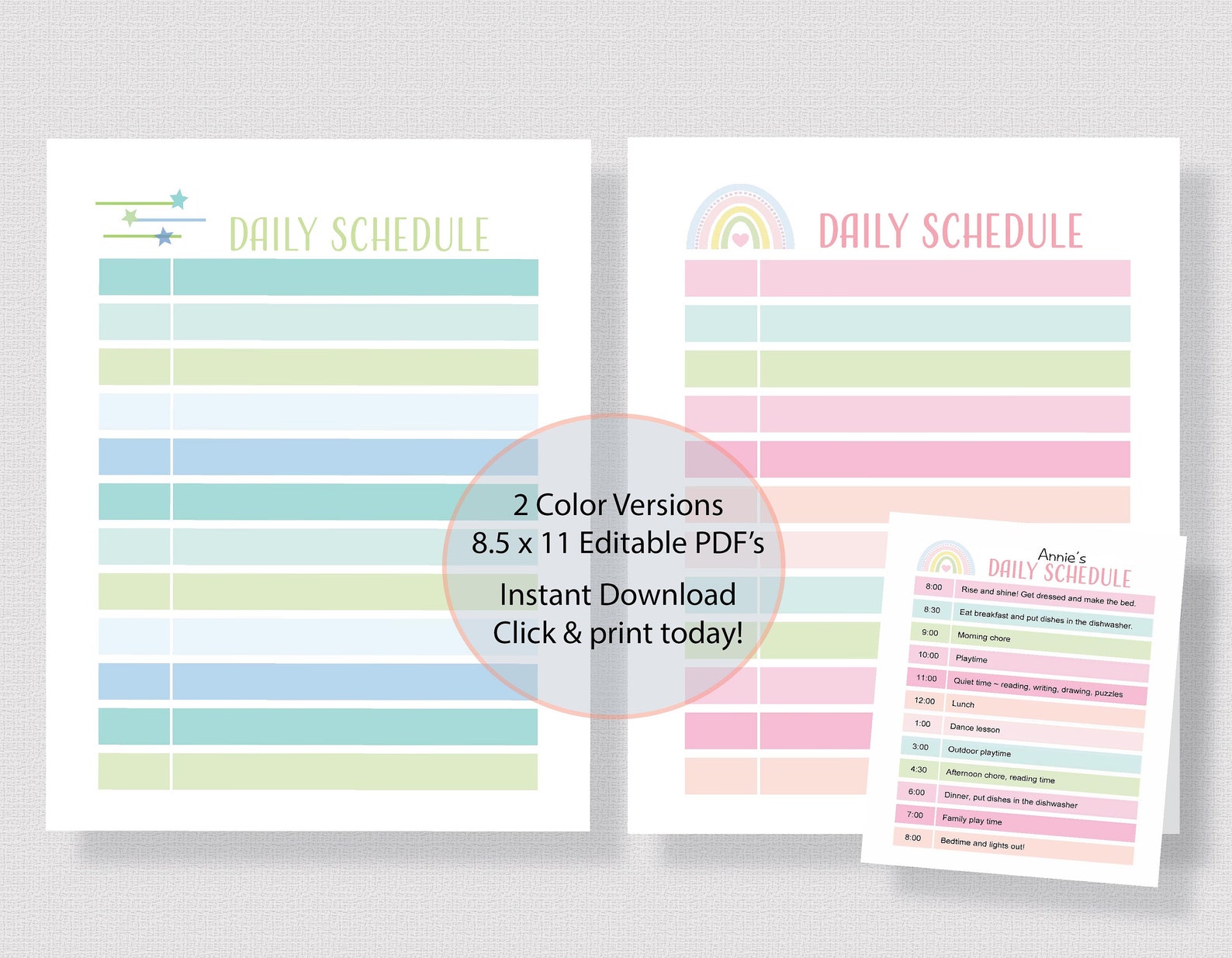 DAILY SCHEDULE for KIDS Printable, Editable Daily Schedule, Printable ...